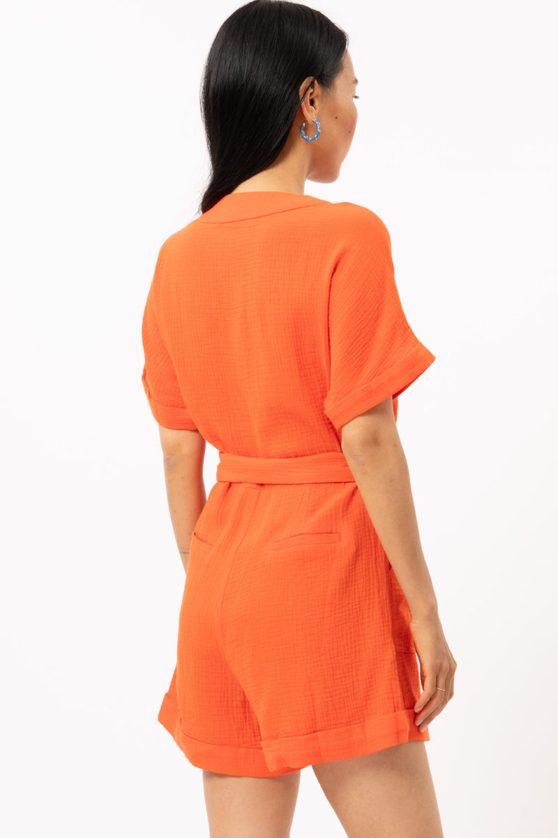 Lika Woven Romper in Orange – Fathom & Co.